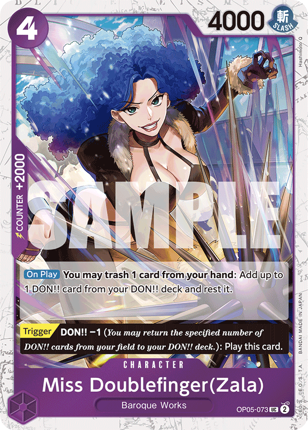 Miss Doublefinger(Zala) - OP05-073 UC - The Best - Jolly Roger Foil – Card Cavern Trading Cards, LLC
