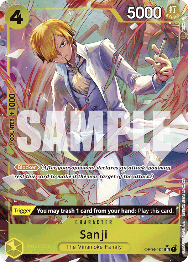 Sanji Alternate Art - OP04-104 SR - The Best - Foil – Card Cavern Trading Cards, LLC