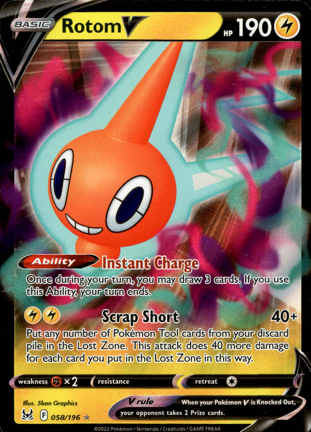 Rotom V - 058/196 - Lost Origin - Holo – Card Cavern Trading Cards, LLC