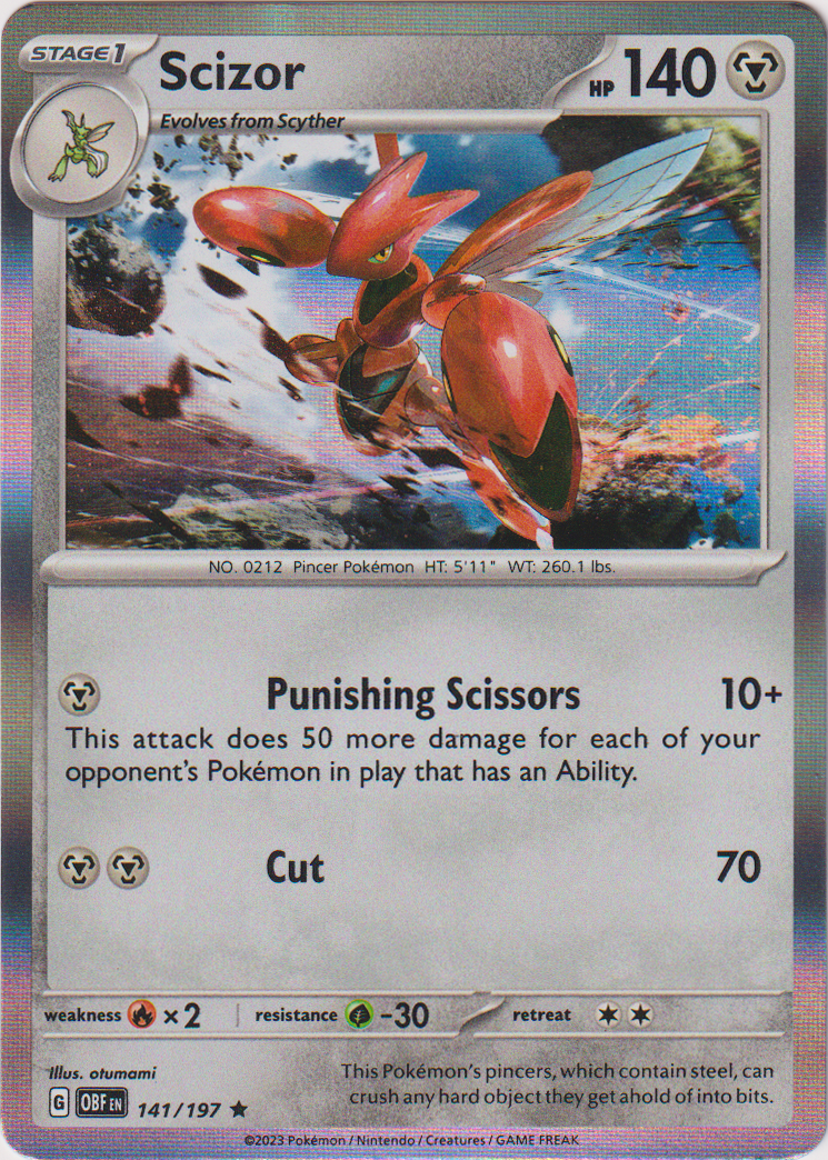 Scizor - 141/197 - Obsidian Flames - Holo – Card Cavern Trading Cards, LLC