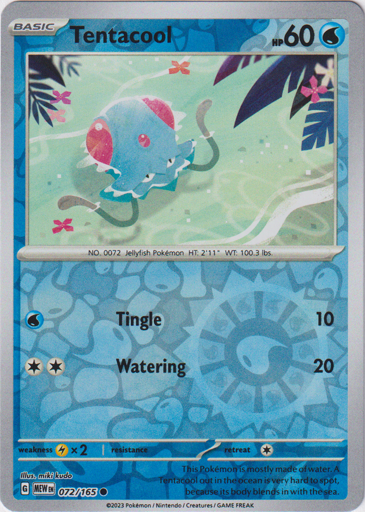 Tentacool - 072/165 - Scarlet & Violet 151 - Reverse Holo – Card Cavern Trading Cards, LLC