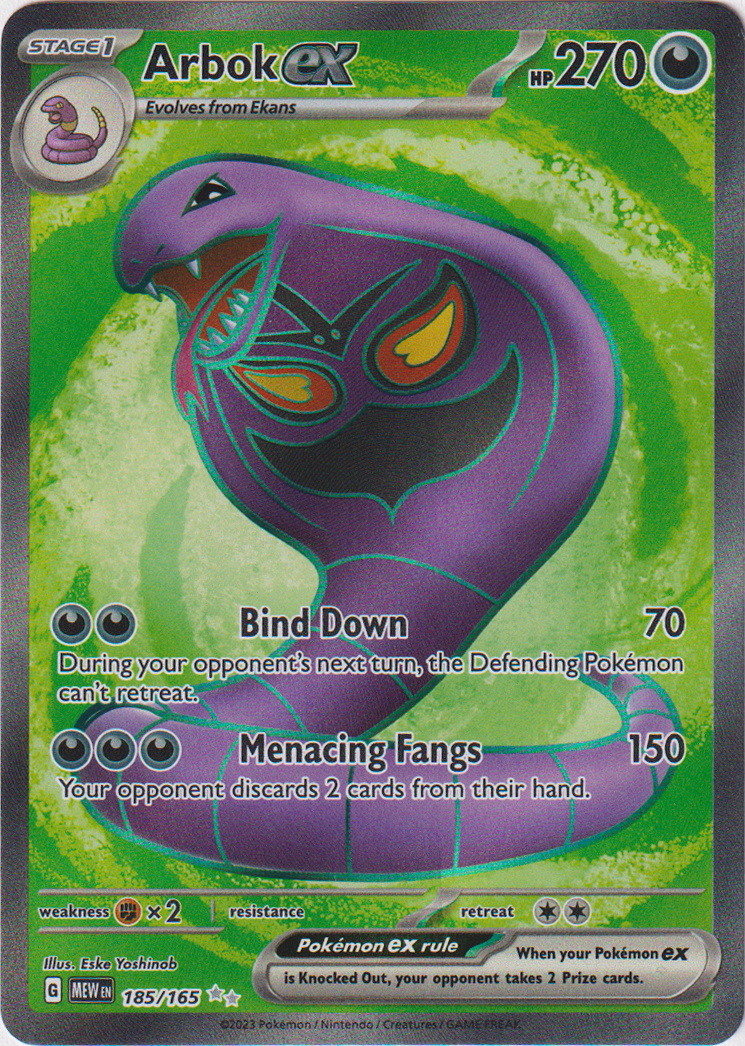 Arbok ex - 185/165 - Scarlet & Violet 151 – Card Cavern Trading Cards, LLC