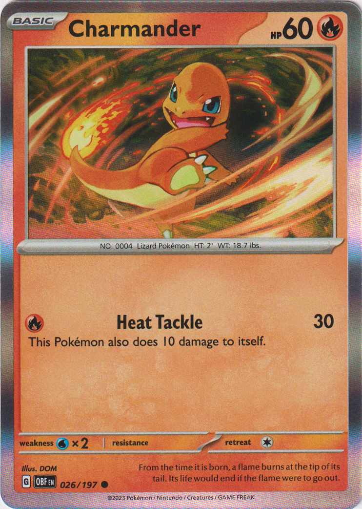 Charmander - 026/197 - Obsidian Flames - Holo – Card Cavern Trading ...