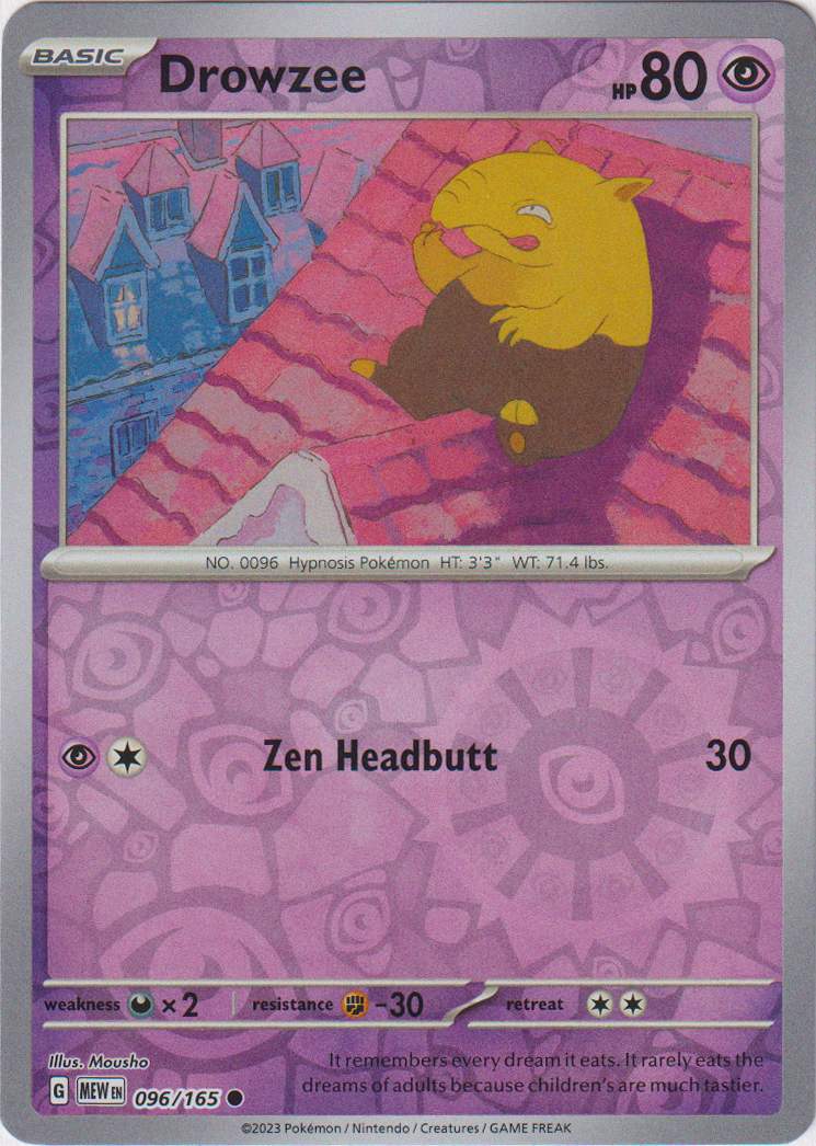 Drowzee - 096/165 - Scarlet & Violet 151 - Reverse Holo – Card Cavern ...