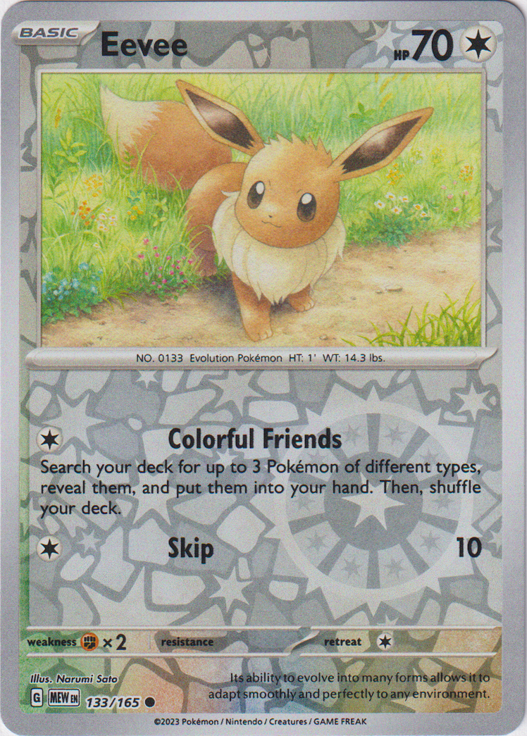 Eevee - 133/165 - Scarlet & Violet 151 - Reverse Holo – Card Cavern ...