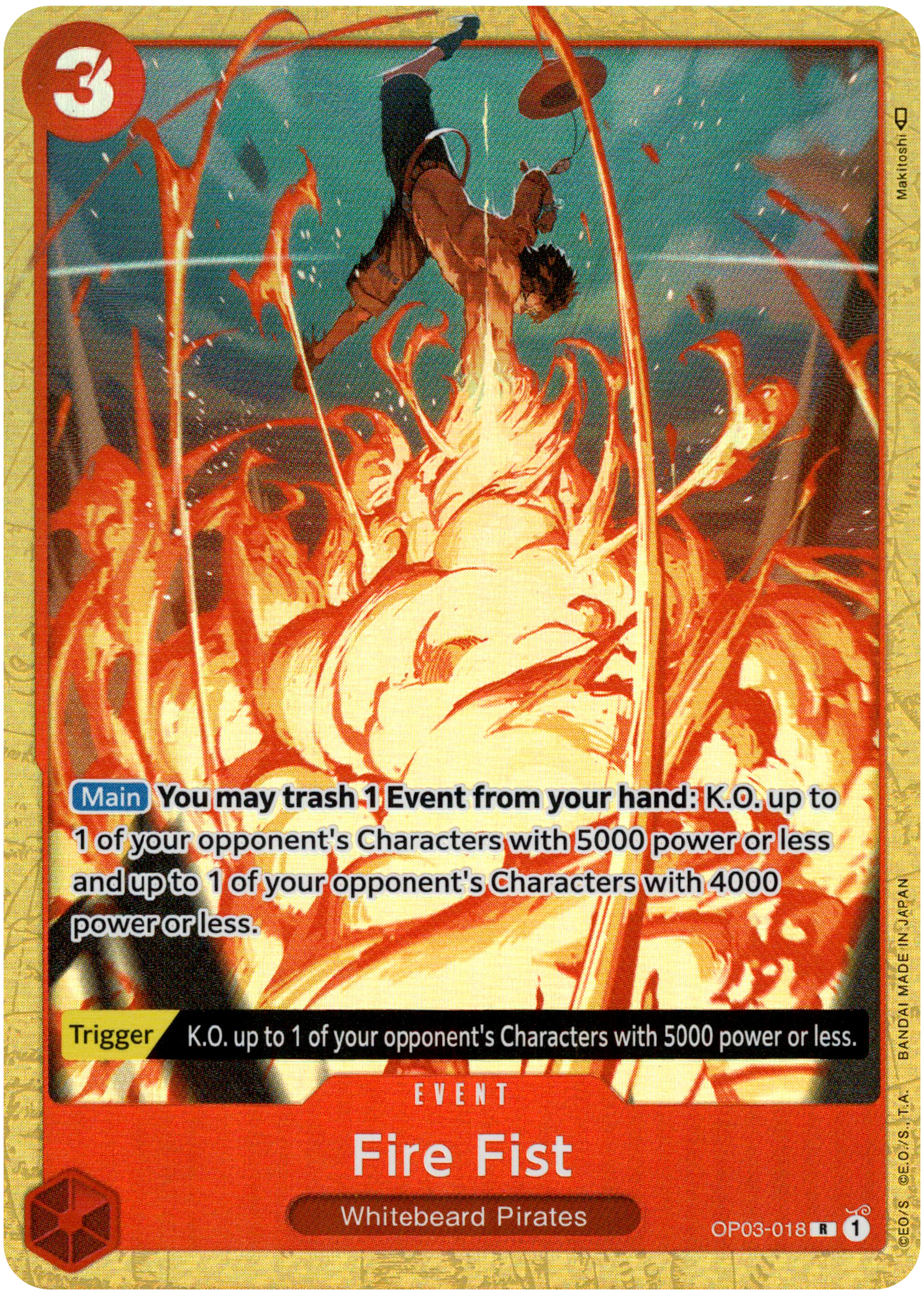 Fire Fist Alternate Art - OP03-018 R - Pillars of Strength - Foil ...
