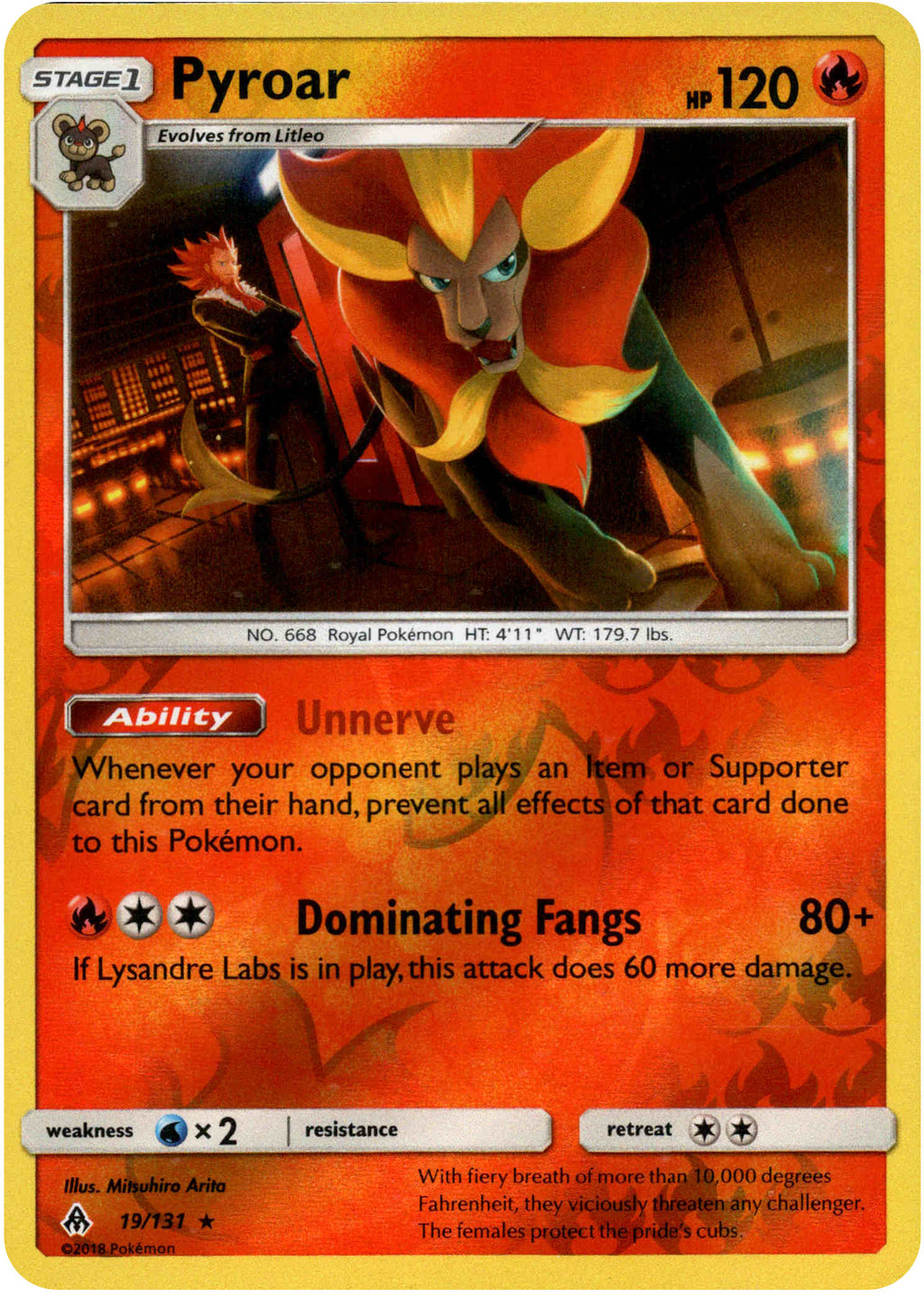 Pyroar - 19/131 - Forbidden Light - Reverse Holo – Card Cavern Trading ...