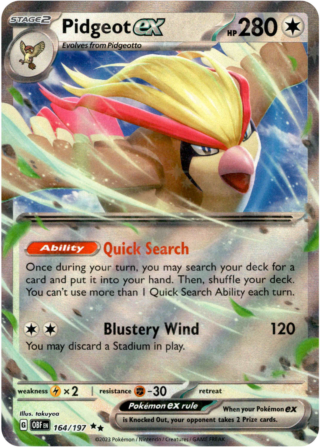 Pidgeot ex - 164/197 - Obsidian Flames - Holo – Card Cavern Trading ...