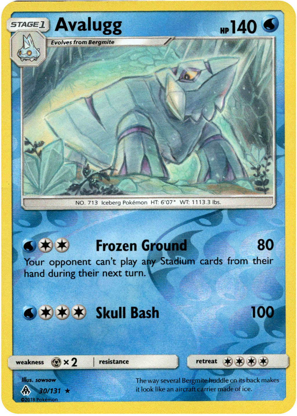 Avalugg - 30/131 - Forbidden Light - Reverse Holo – Card Cavern Trading ...