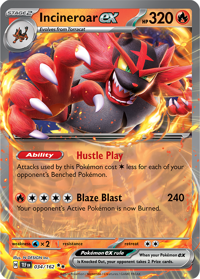 Incineroar ex - 034/162 - Temporal Forces - Holo – Card Cavern Trading ...