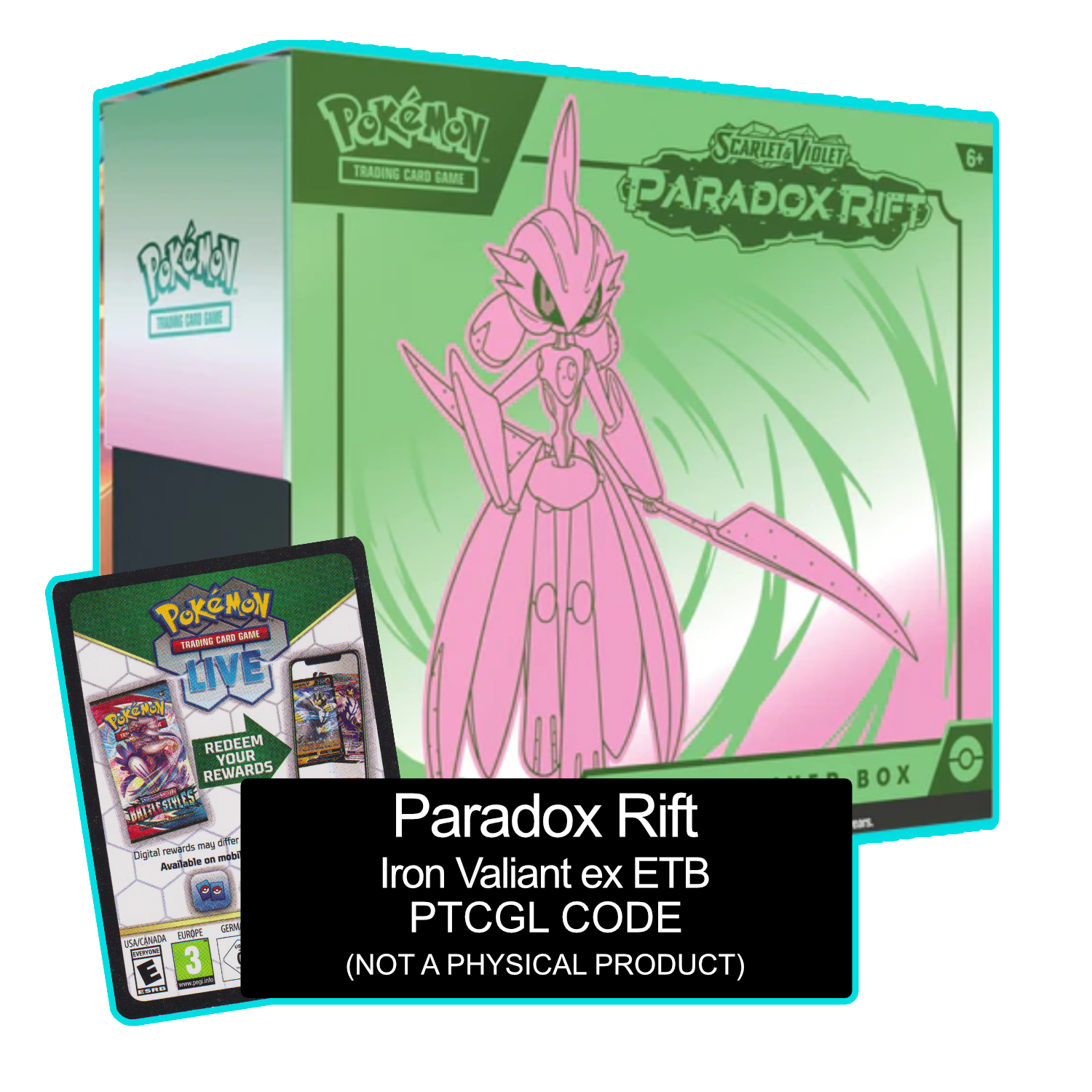 Paradox Rift - Iron Valiant ex ETB - PTCGL Code – Card Cavern Trading ...