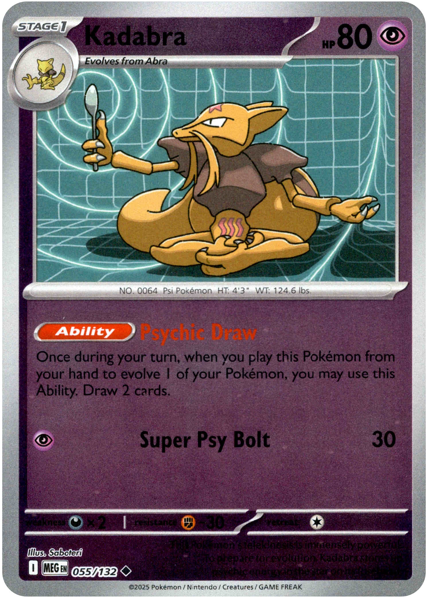 Kadabra - 055/132 - Mega Evolution - Reverse Holo – Card Cavern Trading ...