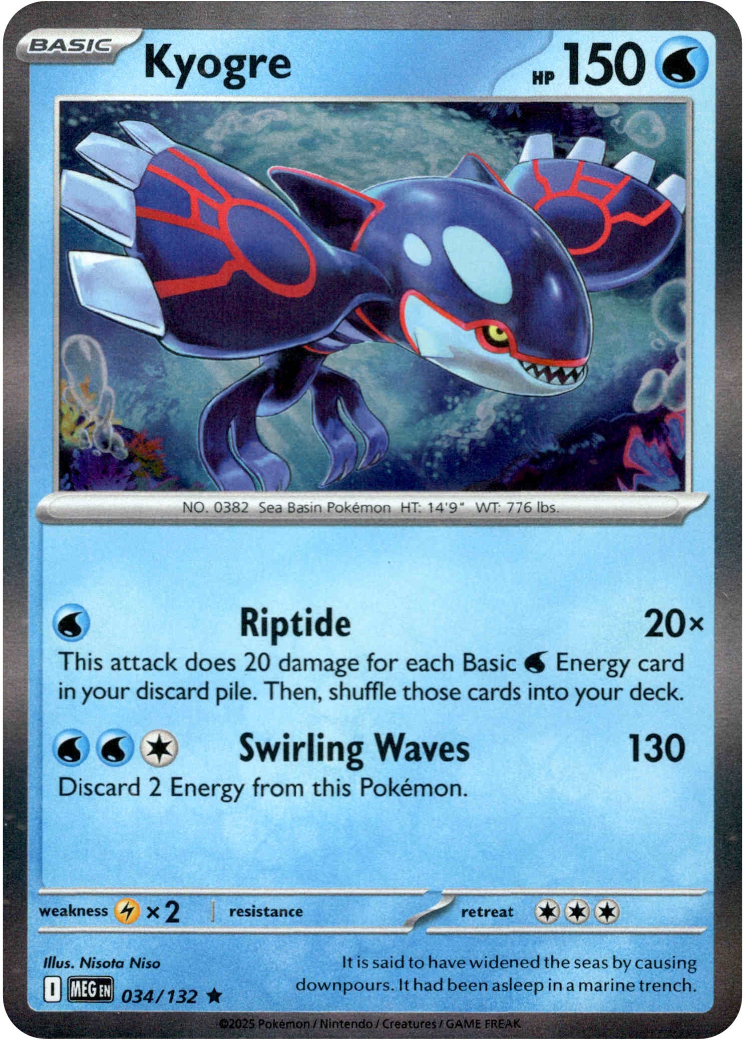 Kyogre - 034/132 - Mega Evolution - Holo – Card Cavern Trading Cards, LLC