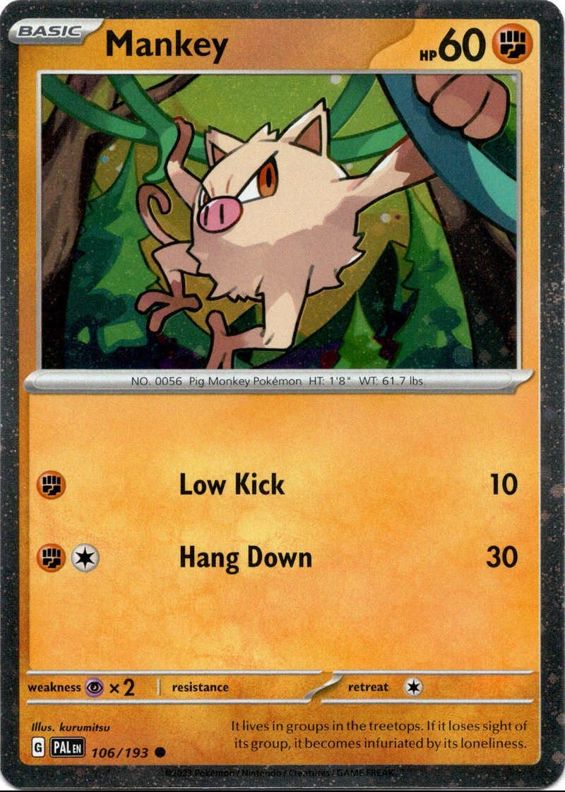 Mankey - 106/193 - Paldea Evolved - Cosmos Holo – Card Cavern Trading ...
