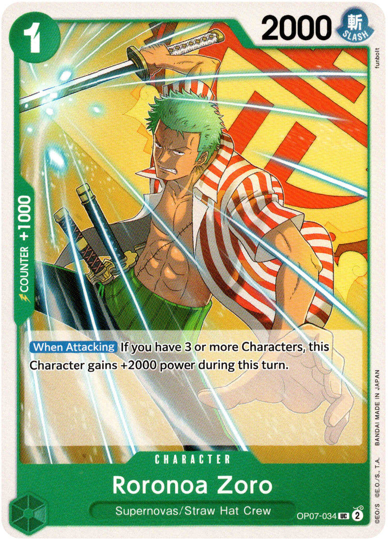 Roronoa Zoro - OP07-034UC - 500 years in the Future – Card Cavern Trading Cards, LLC