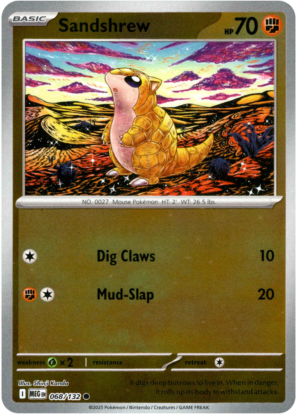 Sandshrew - 068/132 - Mega Evolution - Reverse Holo – Card Cavern ...