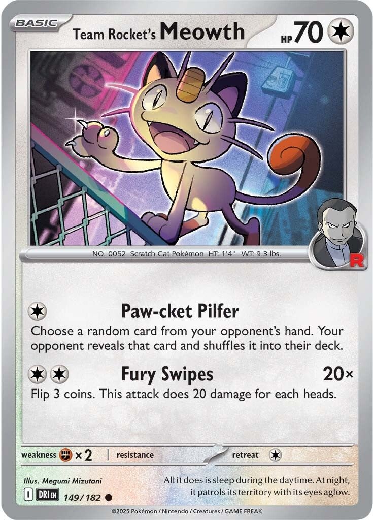 Team Rocket's Meowth - 149/182 - Destined Rivals – Card Cavern Trading ...