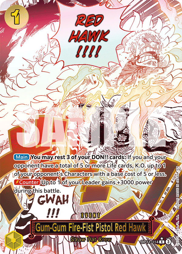 Gum-Gum Fire-Fist Pistol Red Hawk Alternate Art - OP11-114 R - A Fist – Card Cavern Trading ...