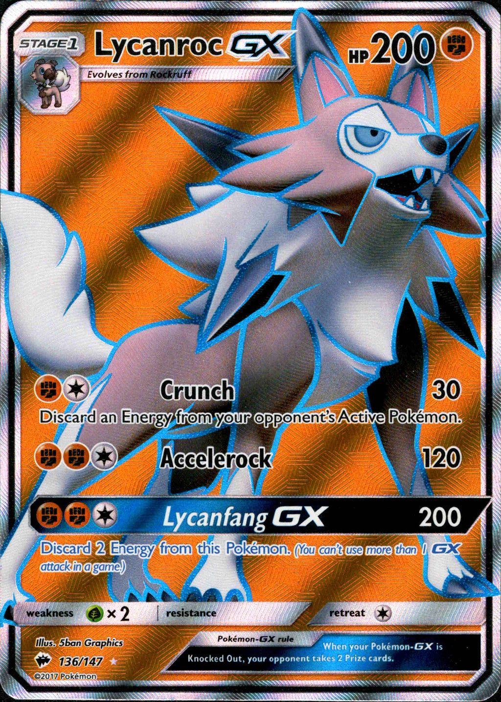 Lycanroc GX Full Art - 136/147 - Burning Shadows – Card Cavern Trading ...