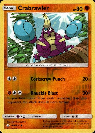 Crabrawler - 104/214 - Unbroken Bonds - Reverse Holo – Card Cavern ...