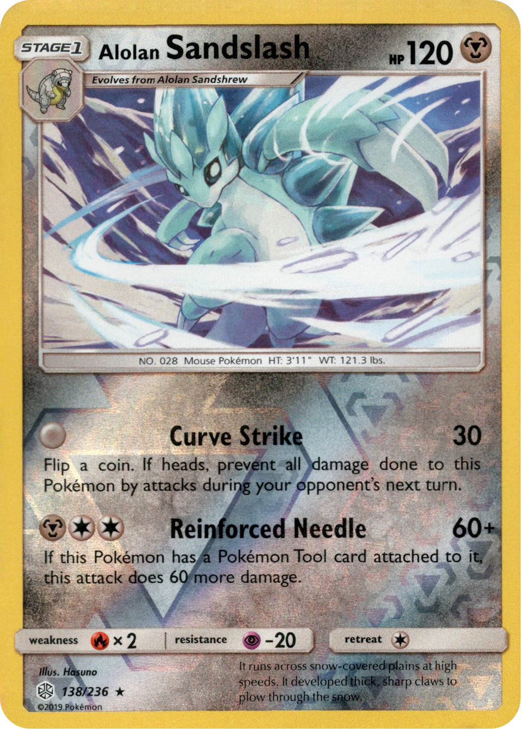 Alolan Sandslash - 138/236 - Cosmic Eclipse - Reverse Holo – Card ...