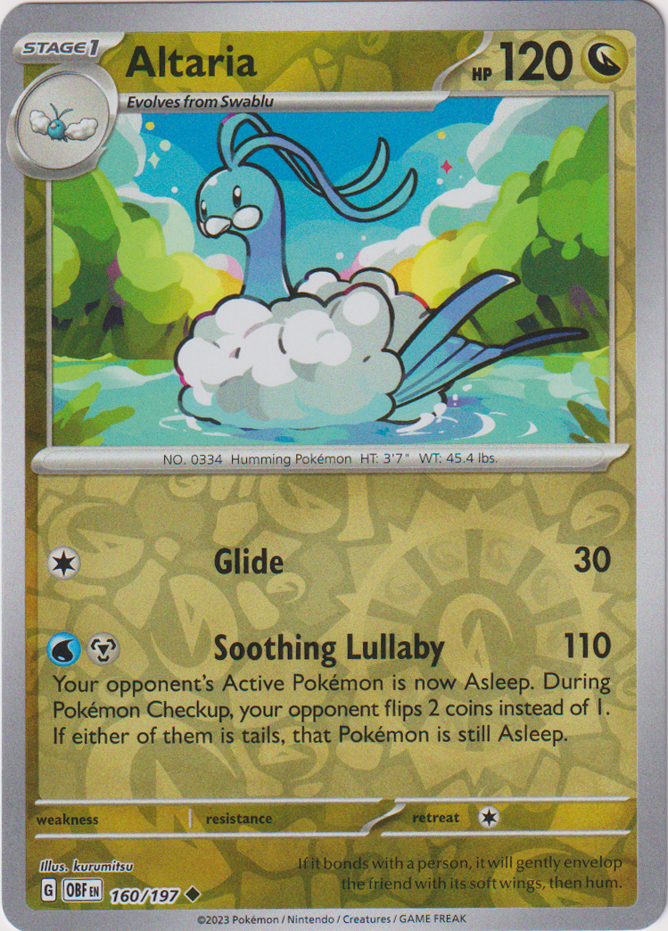 Altaria - 160/197 - Obsidian Flames - Reverse Holo – Card Cavern ...