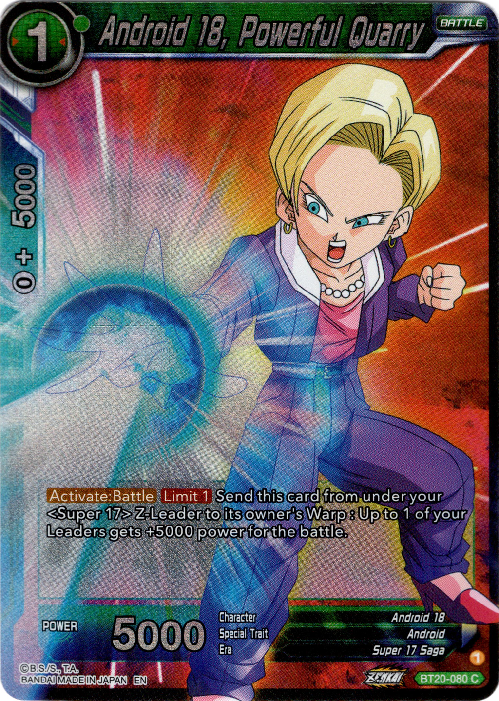 Android 18, Powerful Quarry - BT20-080 C - Power Absorbed - Foil – Card ...