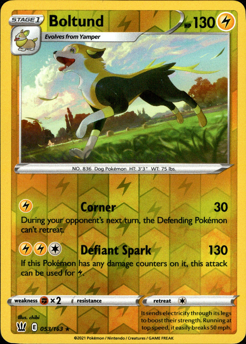 Boltund - 053/163 - Battle Styles - Reverse Holo – Card Cavern Trading ...