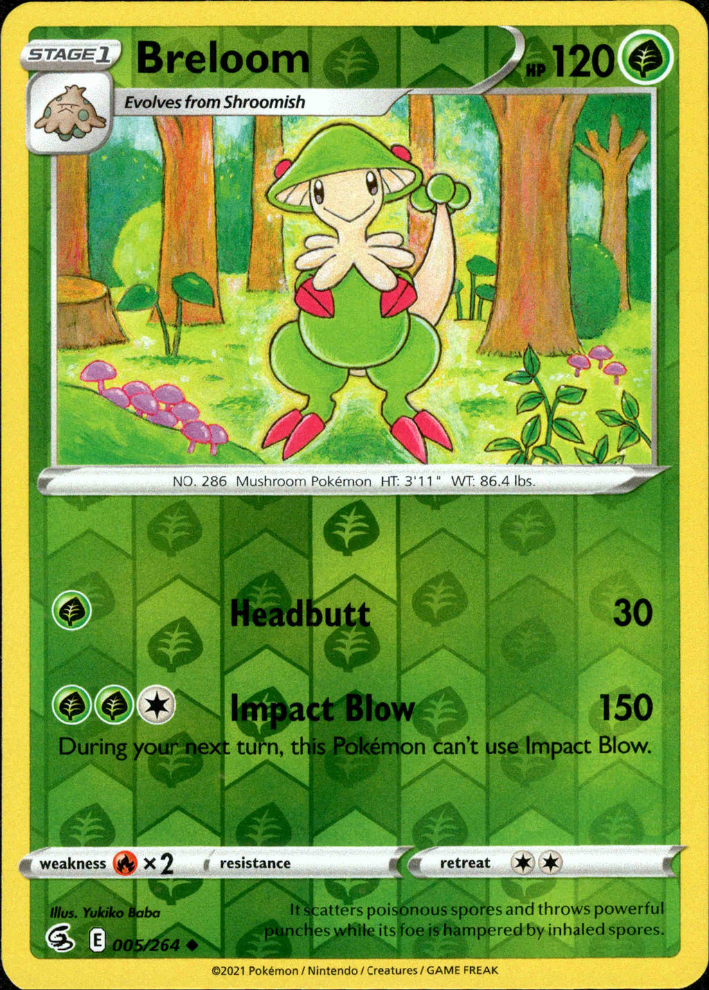 Breloom - 005/264 - Fusion Strike - Reverse Holo – Card Cavern Trading ...
