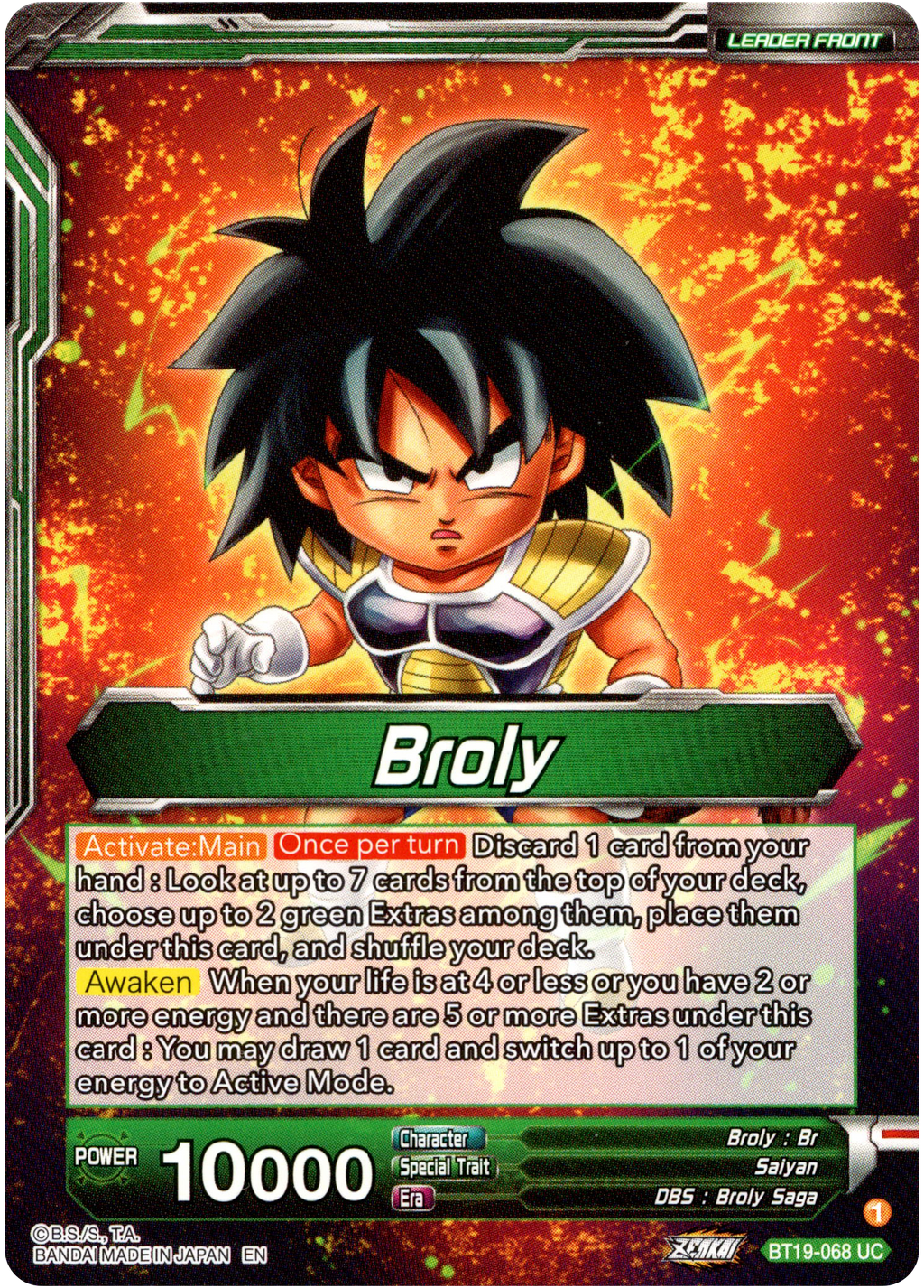 Broly // Broly, the Ultimate Saiyan - BT19-068 - Fighter's Ambition ...