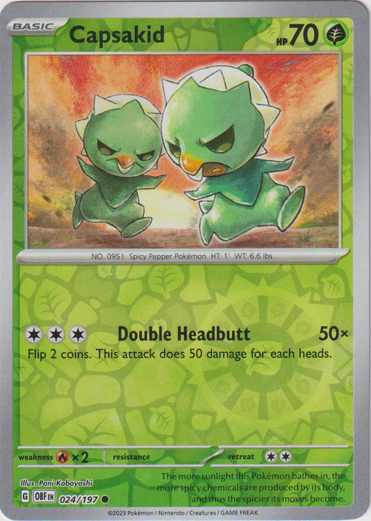 Capsakid - 024/197 - Obsidian Flames - Reverse Holo – Card Cavern ...