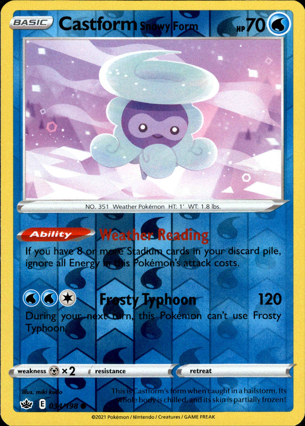 Castform Snowy Form - 034/198 - Chilling Reign - Reverse Holo – Card ...