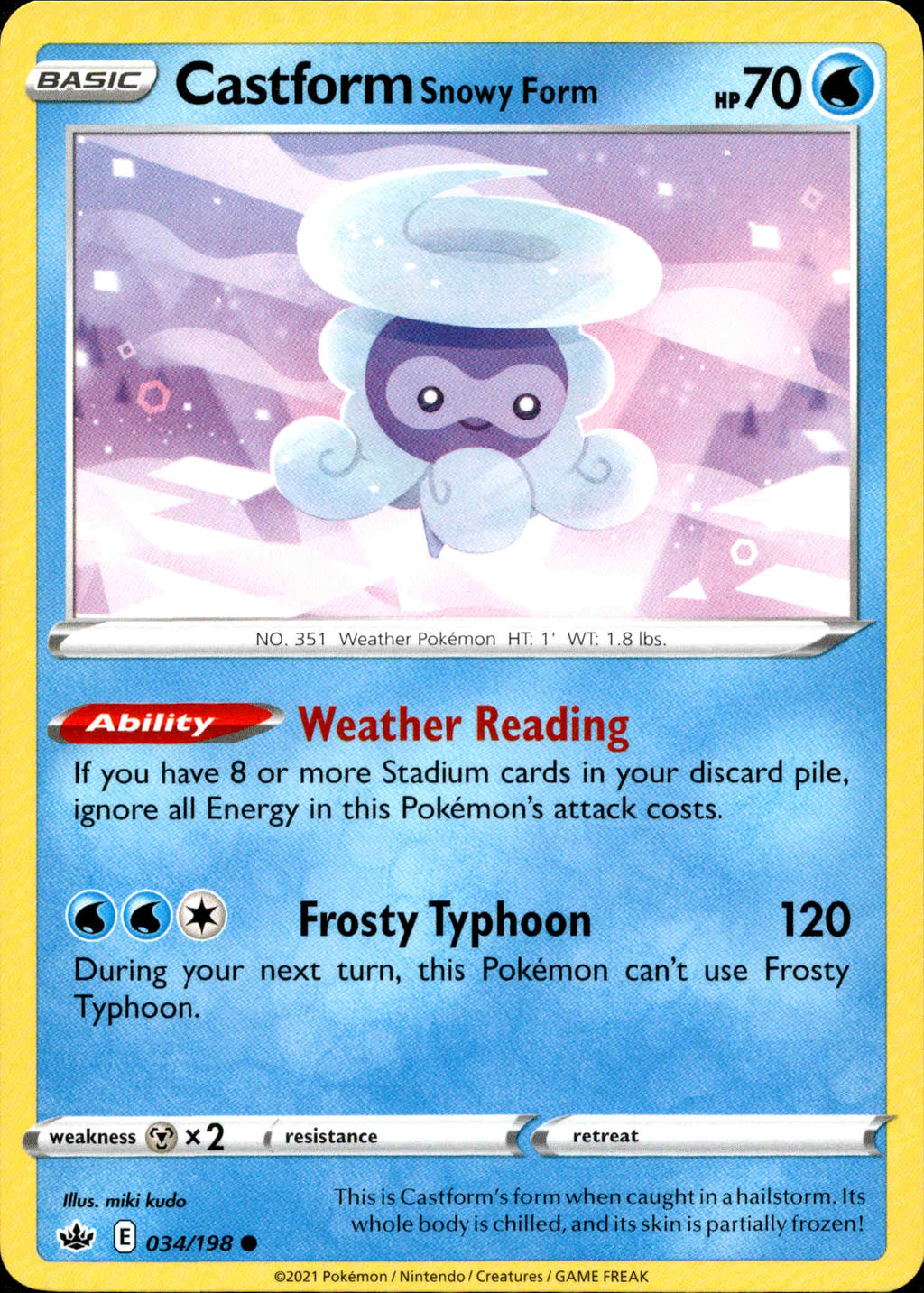 Castform Snowy Form - 034/198 - Chilling Reign – Card Cavern Trading ...