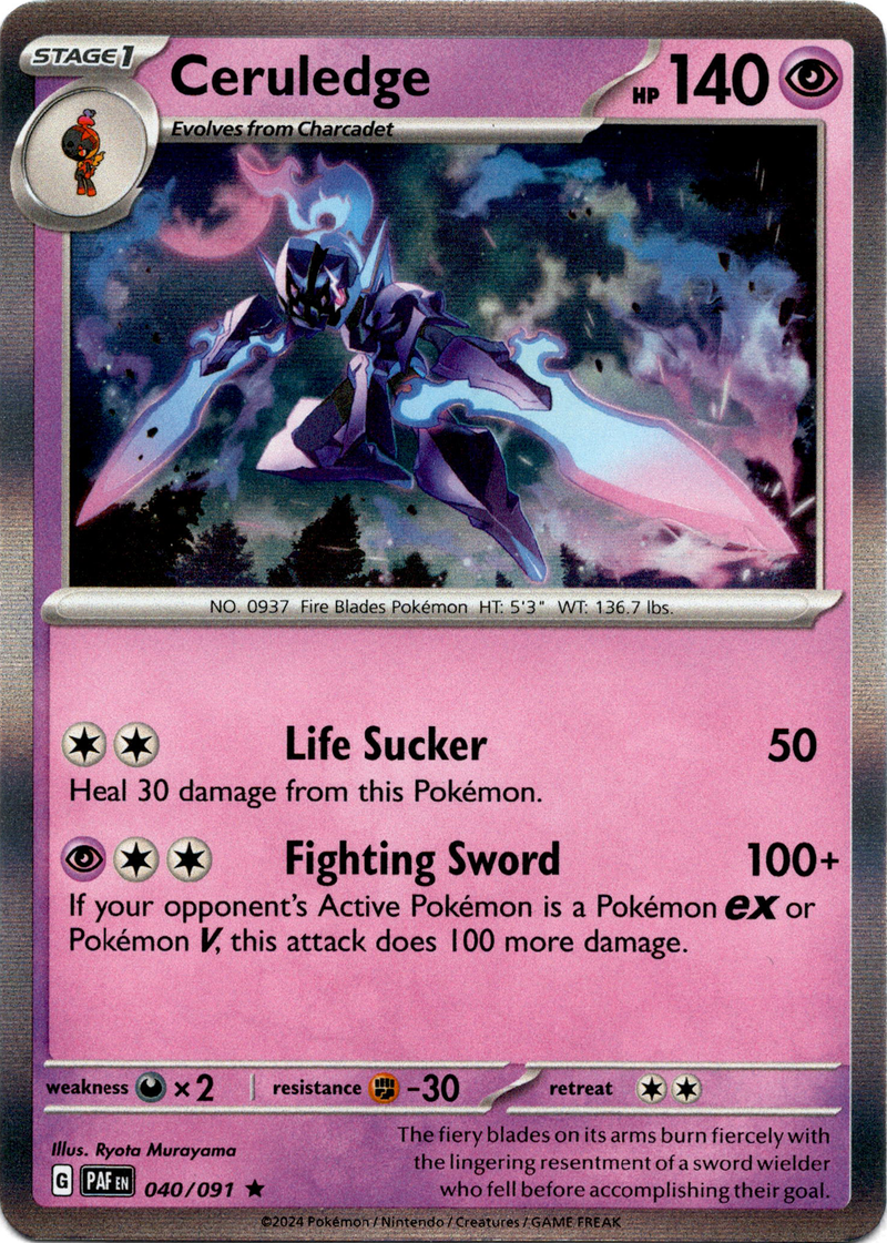 Ceruledge - 040/091 - Paldean Fates - Holo – Card Cavern Trading Cards, LLC