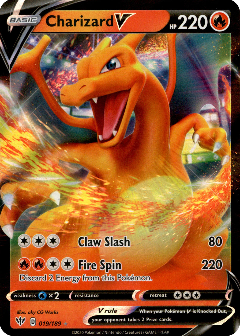 Charizard V - 19/189 - Darkness Ablaze - Holo – Card Cavern Trading ...