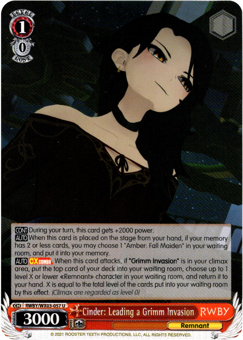 Cinder: Leading a Grimm Invasion - RWBY/WX03-057 - RWBY – Card Cavern ...