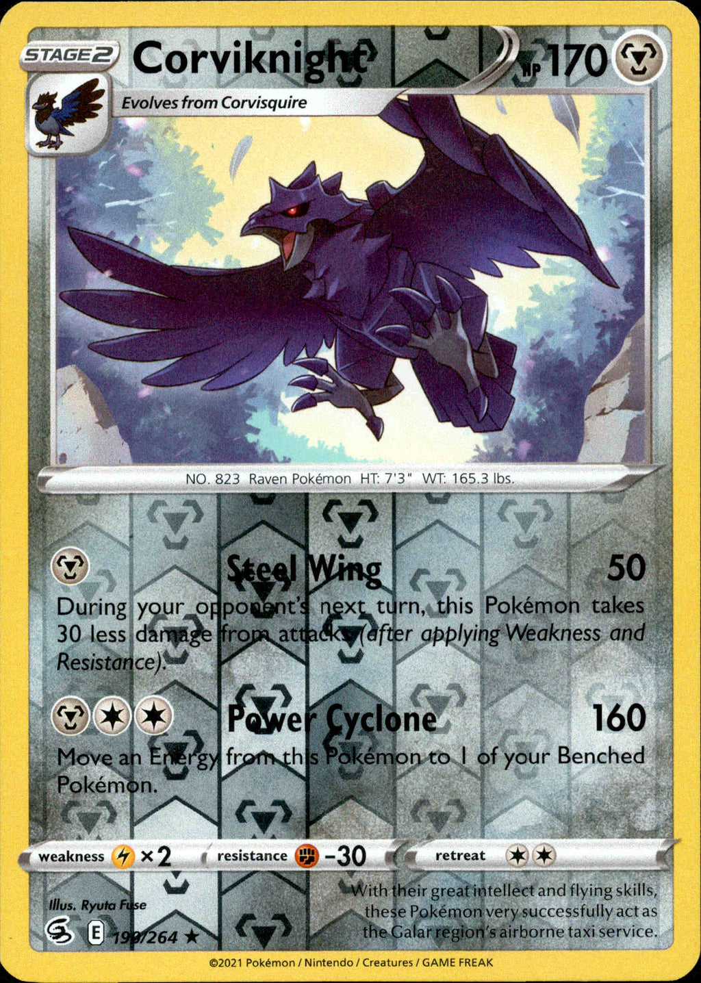 Corviknight - 190/264 - Fusion Strike - Reverse Holo – Card Cavern ...