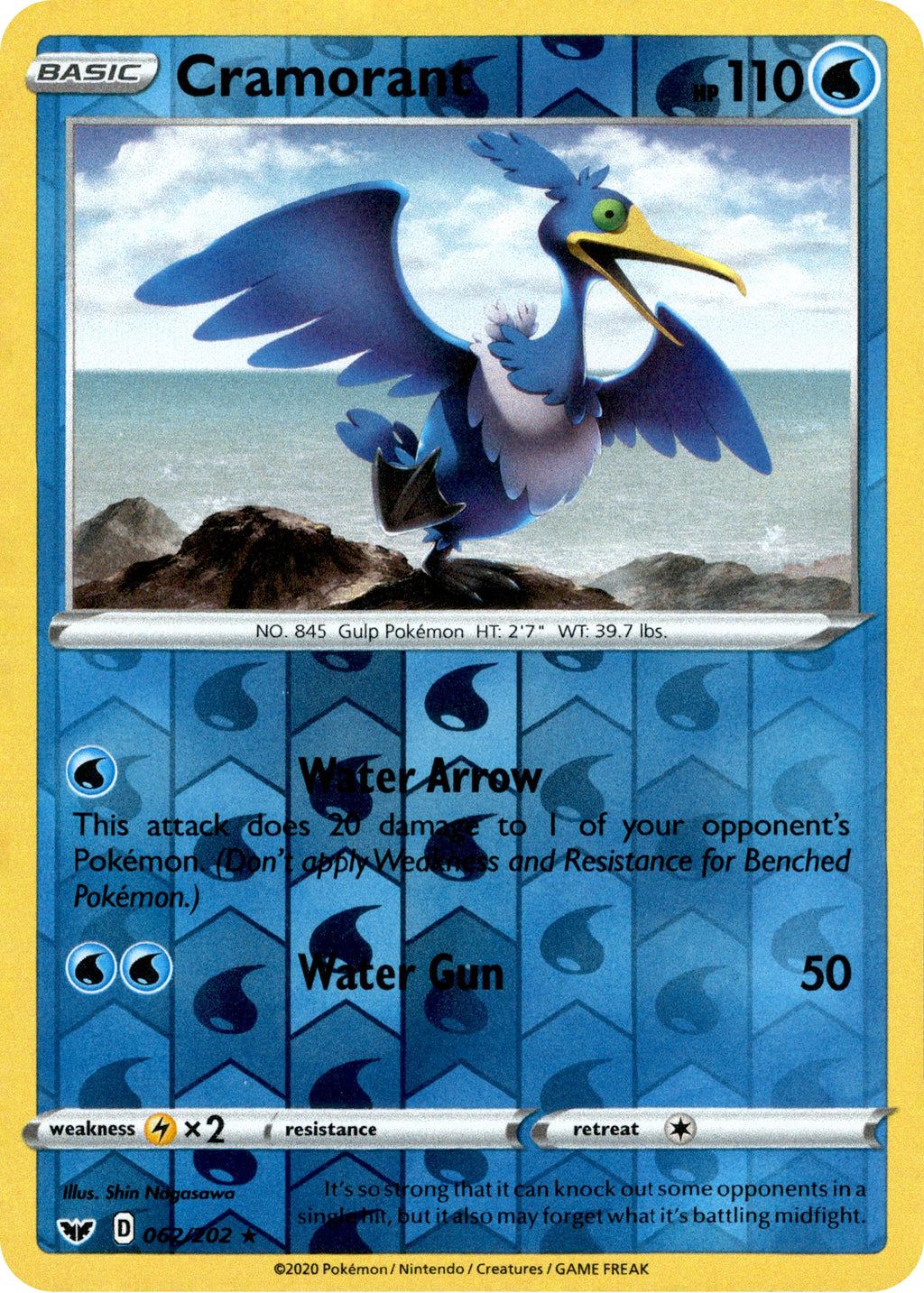 Cramorant - 62/202 - Sword & Shield - Reverse Holo – Card Cavern ...