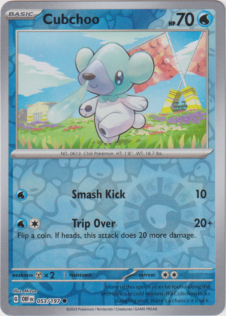 Cubchoo - 053/197 - Obsidian Flames - Reverse Holo – Card Cavern ...