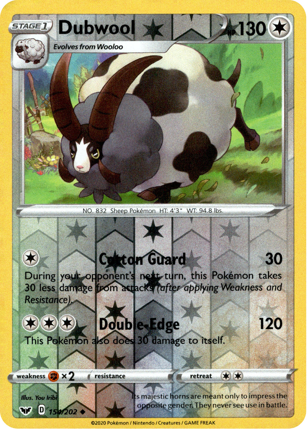 Dubwool - 154/202 - Sword & Shield - Reverse Holo – Card Cavern Trading ...