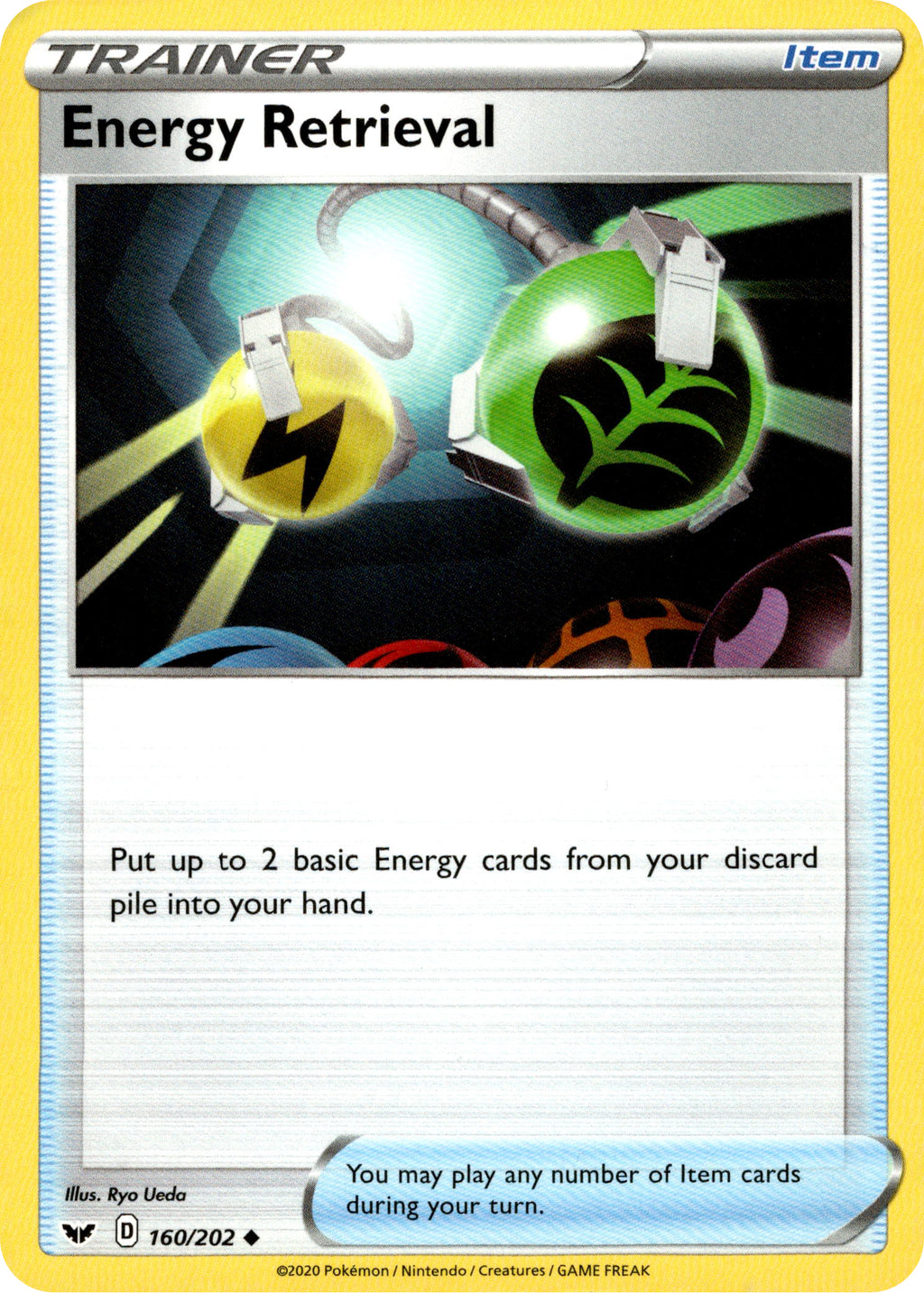 Energy Retrieval - 160/202 - Sword & Shield – Card Cavern Trading Cards ...