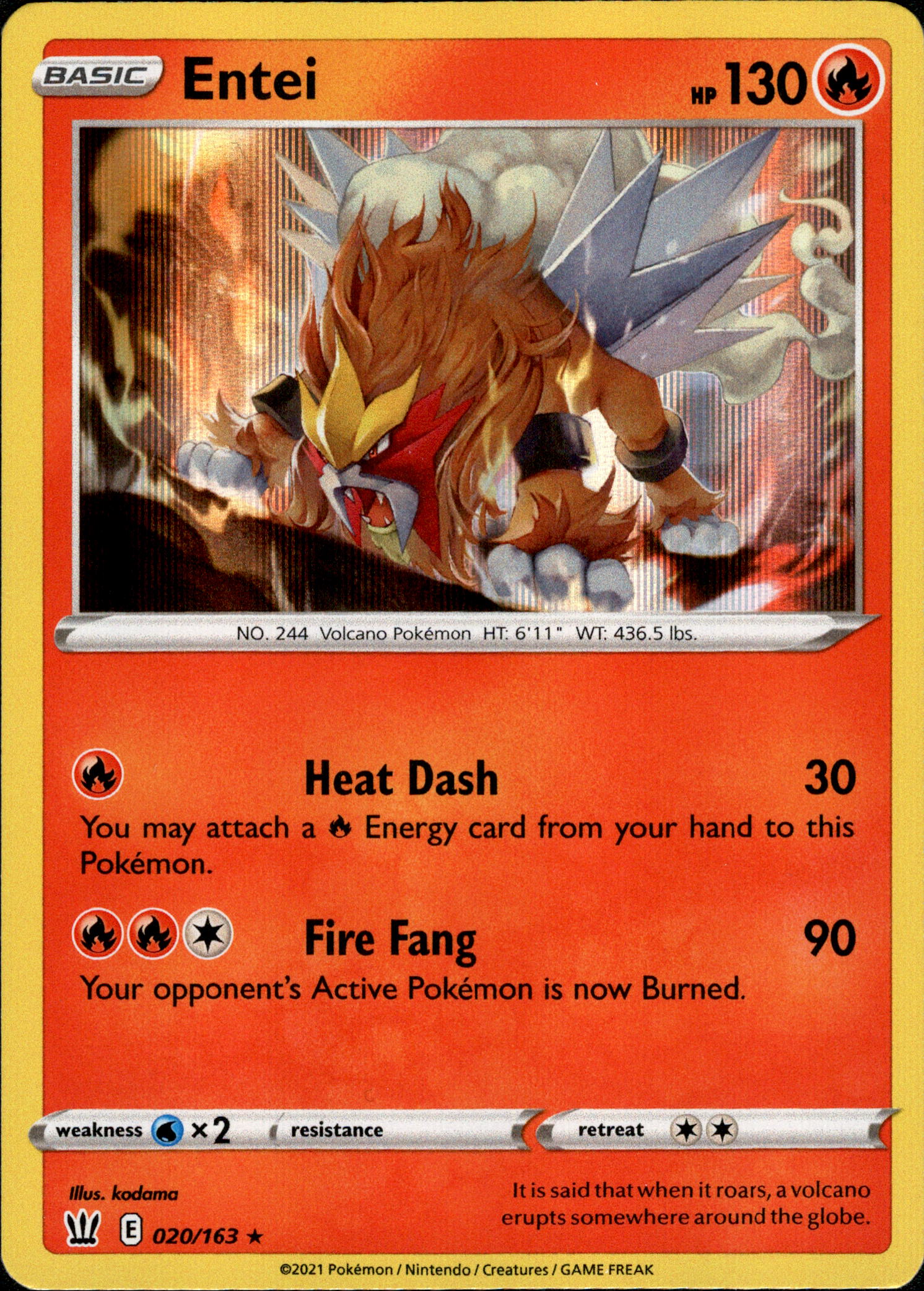 Entei - 020/163 - Battle Styles - Holo – Card Cavern Trading Cards, LLC