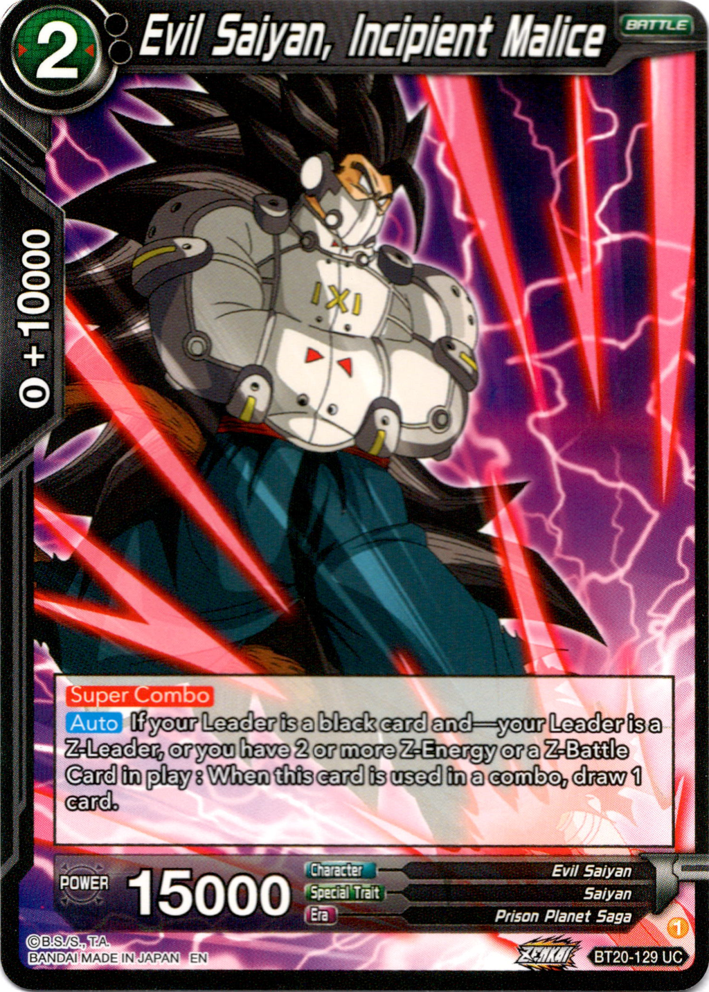 Evil Saiyan, Incipient Malice - BT20-129 UC - Power Absorbed – Card ...