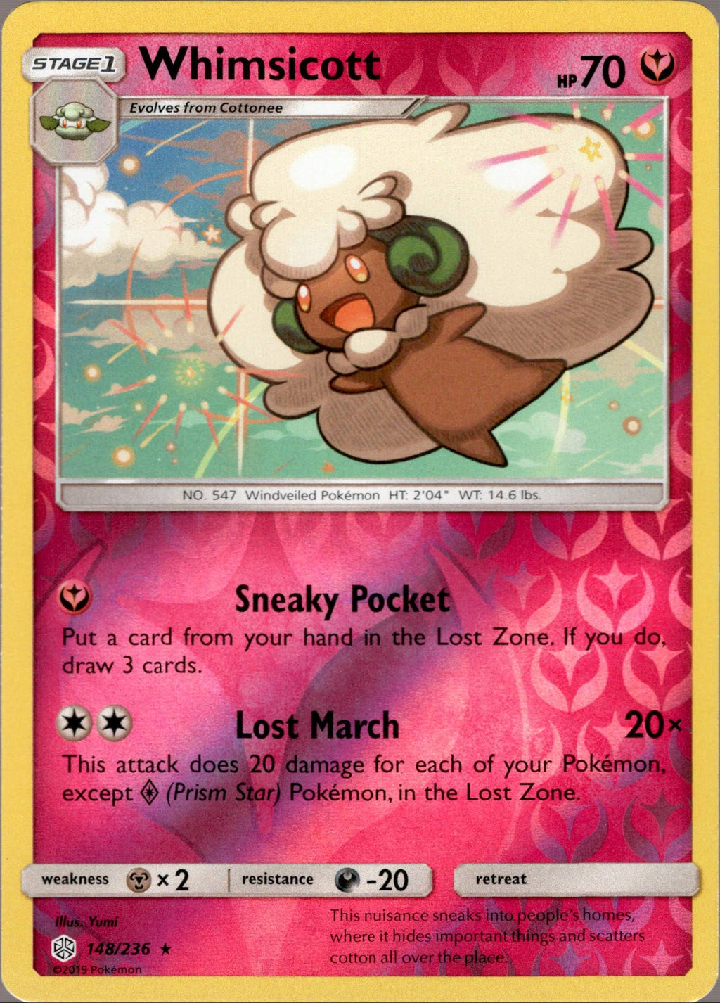 Whimsicott - 148/236 - Cosmic Eclipse - Reverse Holo – Card Cavern ...