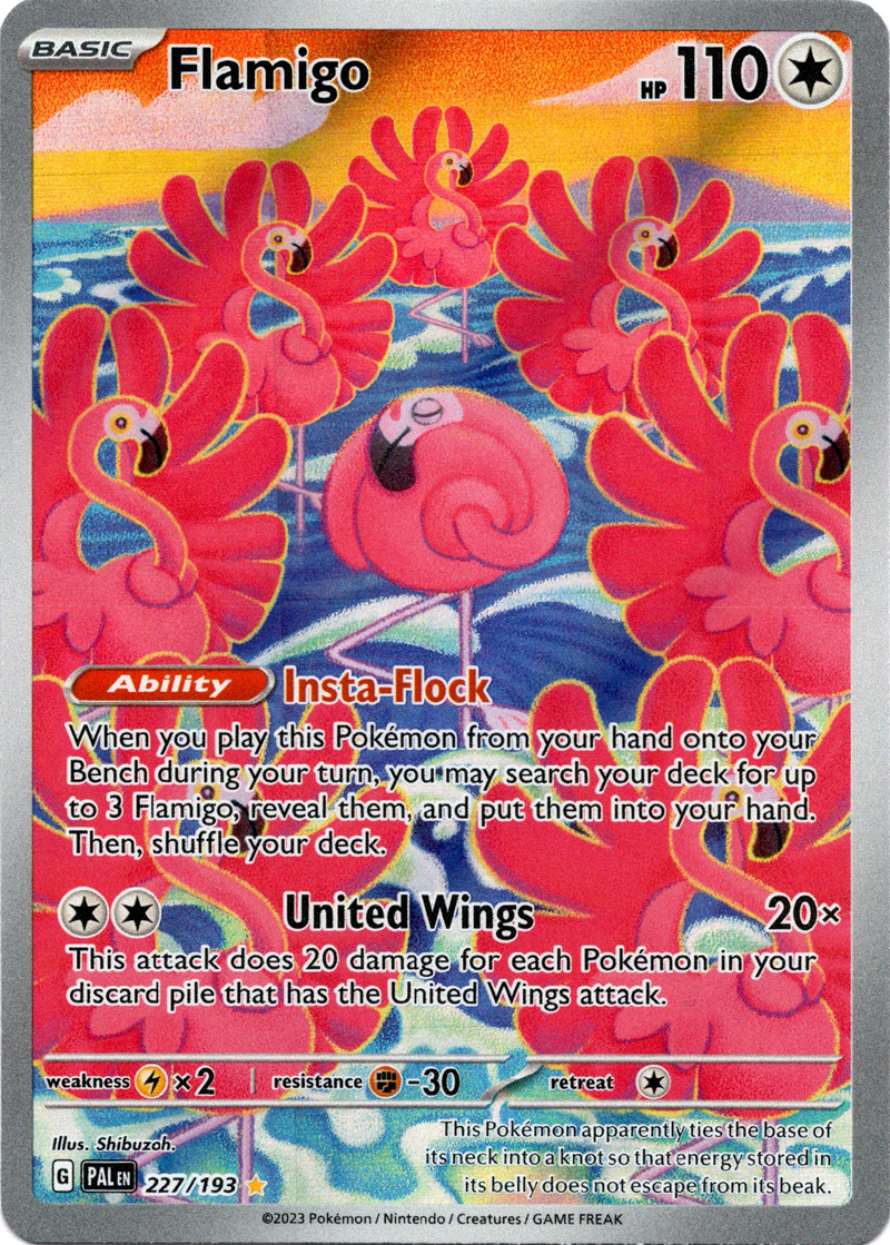 Flamigo - 227/193 - Paldea Evolved - Holo – Card Cavern Trading Cards, LLC