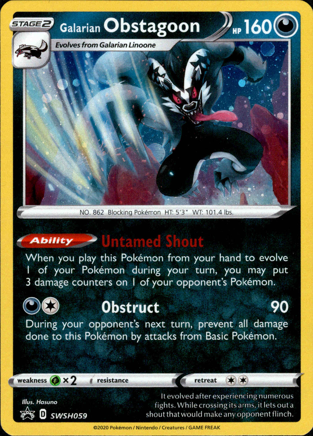 Galarian Obstagoon - SWSH059 - Sword & Shield Promo – Card Cavern ...