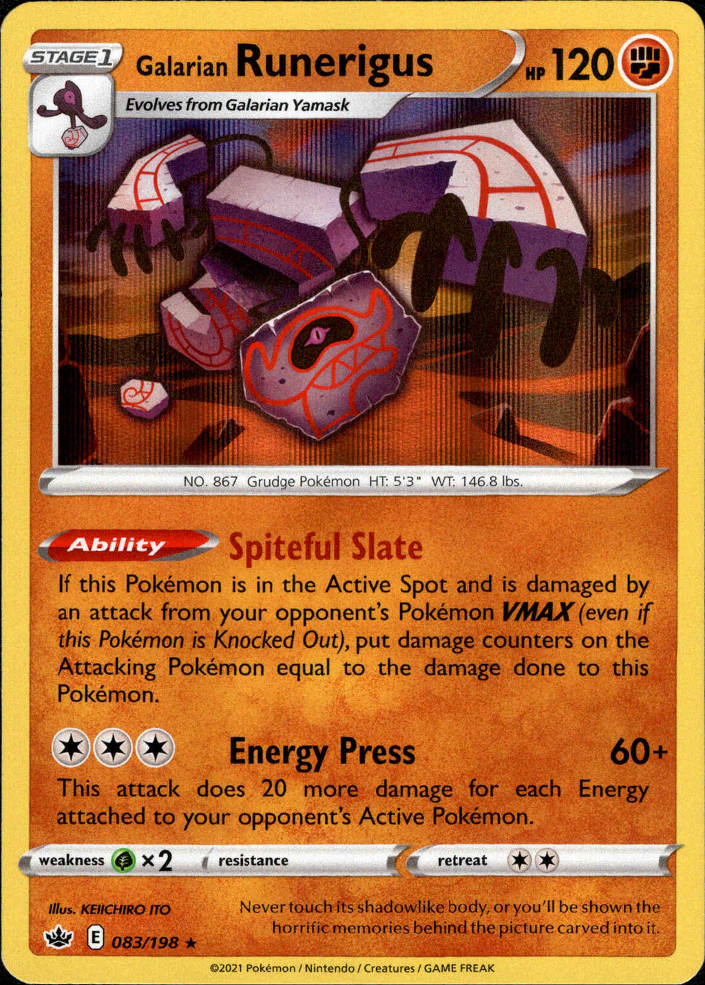 Galarian Runerigus - 083/198 - Chilling Reign - Holo – Card Cavern ...