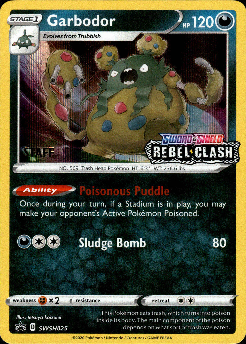 Garbodor Prerelease (Staff) - SWSH025 - Sword & Shield Promo – Card ...
