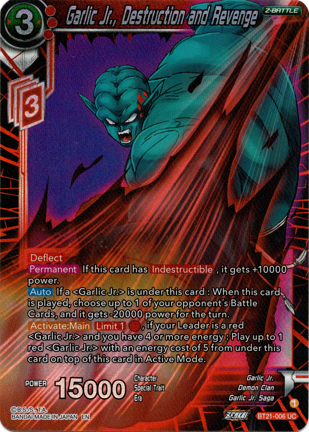 Garlic Jr., Destruction and Revenge - BT21-006 - Wild Resurgence - Foi ...