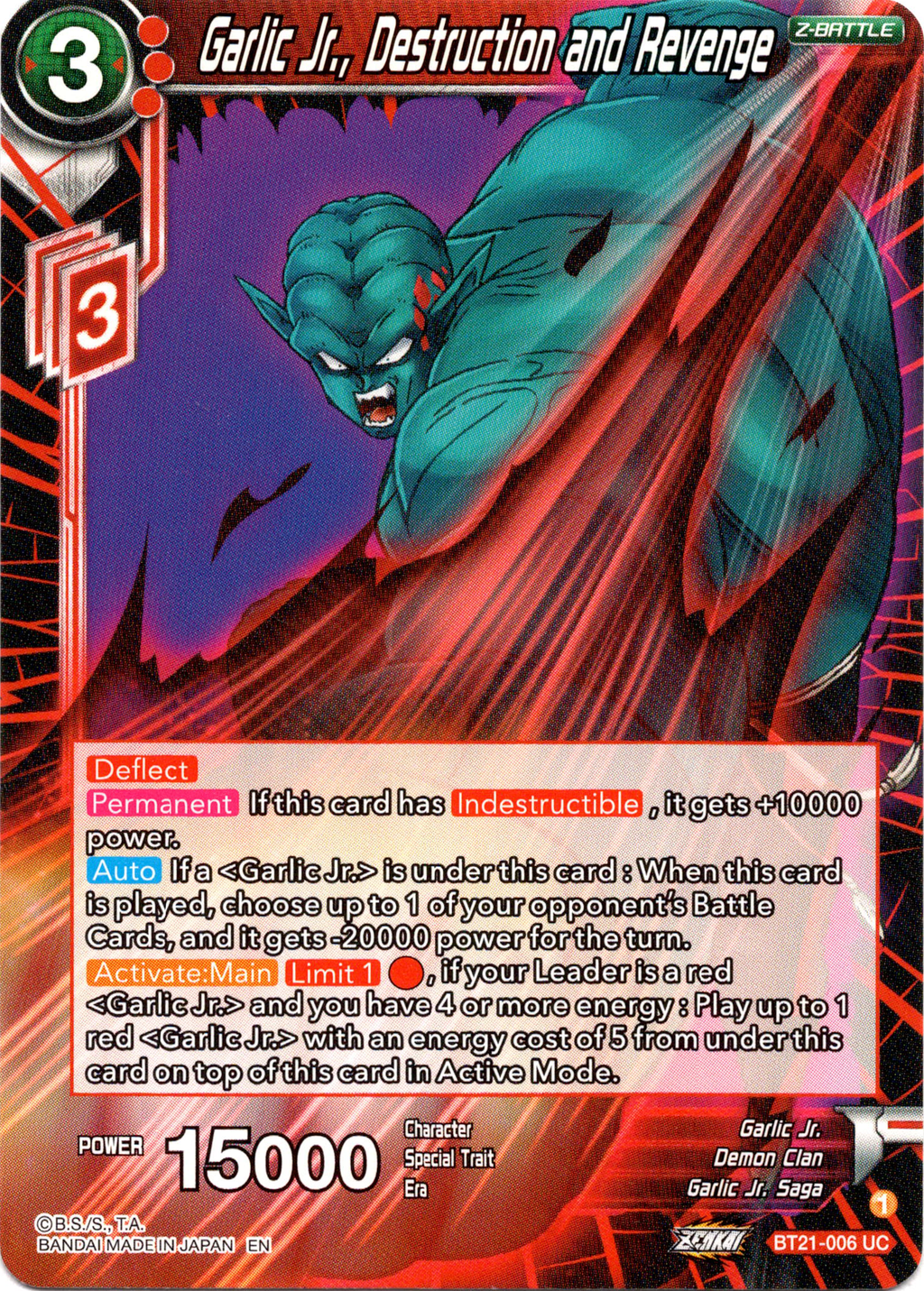 Garlic Jr., Destruction and Revenge - BT21-006 - Wild Resurgence – Card ...